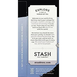 Stash Tea Earl Grey Black Tea, 20 Count Tea Bags Individually Wrapped in Foil, Black Tea with Citrus-y Bergamot, Premium Black Tea, Full Caffeine, Drink Hot or Iced