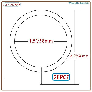 28Pcs Metal Flat Curtain Ring with Eyelet 1.5" Inner Diameter,Fits Up to 1 1/4-Inch Rod-Black