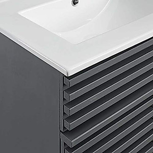 Modway Render Vanity with Sink-Floor, 24 Inch, Gray White