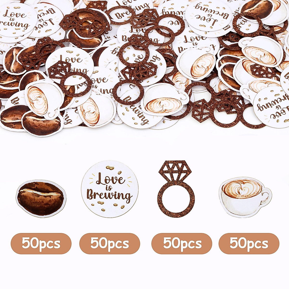 Coffee Bridal Shower Decorations - 200PCS Coffee Confetti, Love is Brewing Bridal Shower Decorations, Coffee Table Decorations for Love is Brewing Wedding Shower Engagement Party
