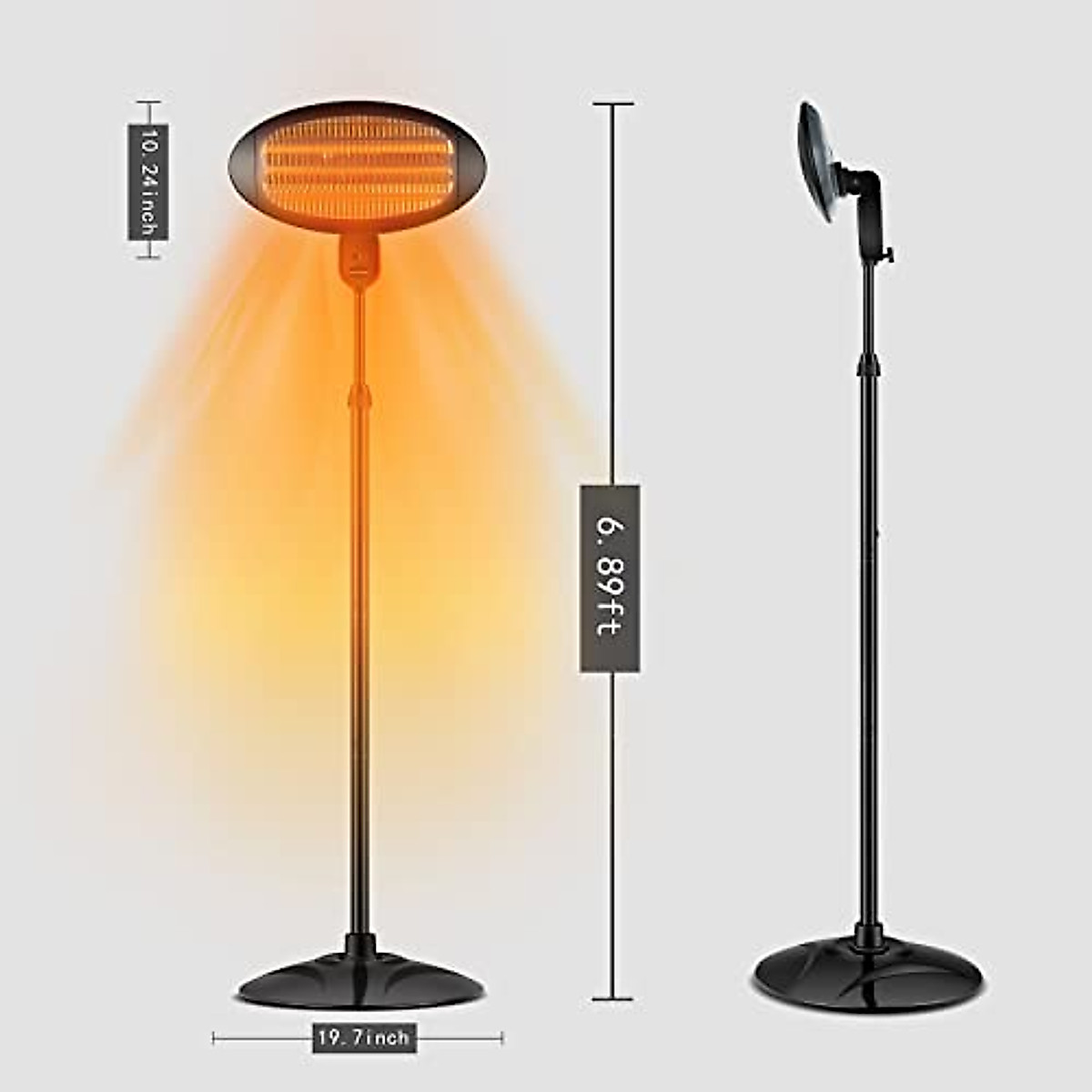 DONYER POWER retractable Electric quartz Heater with Protection System Waterproof，Outdoor/Indoor 1500W，Garden Patio, Easy Assembly