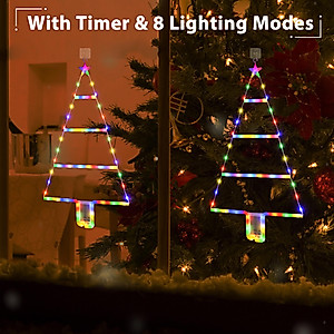 LYHOPE Christmas Decorations Lights, LED Christmas Ladder Light 2ft, 8 Modes & Timer Battery Christmas Lights, Xmas LED Ladder Tree Light for Window Wall Home Garden Outdoor Indoor Decor (Multicolor)