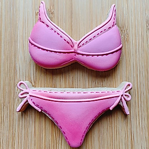 LILIAO Summer Beach Cookie Cutter Set - 6 Piece - Sun, Flamingo Float, Popsicle, Heart Sunglasses and Bikini Biscuit Cutters - Stainless Steel