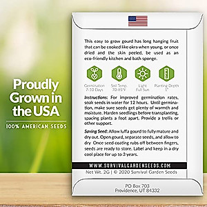 Survival Garden Seeds - Luffa or Loofah Seed for Planting - Packet with Instructions to Plant and Grow Ornamental Gourds in Your Home Vegetable Garden - Non-GMO Heirloom Variety - 1 Pack