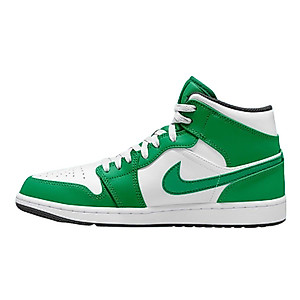 NIKE Jordan Air 1 Mid Big Kids' Shoes Size-7 Y US,Lucky Green/Black-white