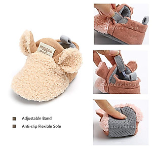 LAFEGEN Infant Baby Boys Girls Slipper Stay On Non Slip Soft Sole Newborn Booties Toddler First Walker Crib House Shoes 0-18 Months, 01 Khaki, Baby Slipper 6-12 Months Infant