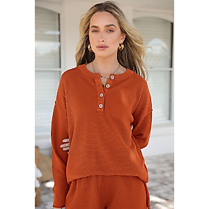 PRETTYGARDEN Women's 2 Piece Tracksuit Outfits 2024 Fall Knit Sweater And Wide Leg Pants Sweatsuit Lounge Sets (Caramel,X-Large)