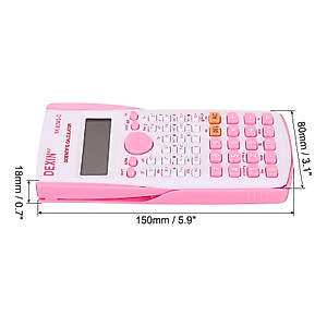 PATIKIL Scientific Calculator, 2-Line Standard Engineering Calculator with 240 Function 12 Digit LCD Display Math Calculator for Office Business, Pink