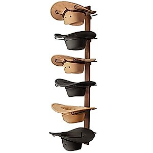 TIPSYTREE Cowboy Hat Rack,6 Pieces with Wooden Board, Metal , Wall Storage Hat Holder Organizer for Hat Collection Room Décor