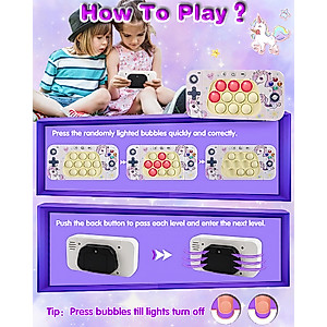 Fast Push Game Fidget Toys for Kids Adults, Quick Push Game, Handheld Sensory Fidget Popper Game Console Toys for Kids 6-12, Birthday Gifts for Boys, Girls, Teen（Unicorn）