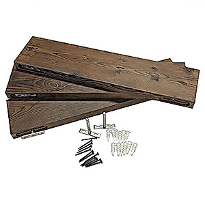 Mark One Home Goods Rustic Farmhouse 3 Tier Justified Floating Wood Shelf - Floating Wall Shelves (Set of 3), Hardware and Fasteners Included (Walnut, 24")