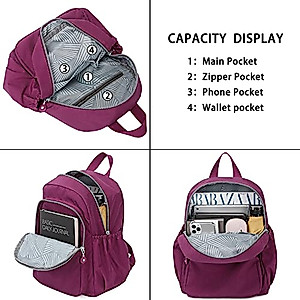 KAIERWOKE Small Nylon Backpack Mini Casual Lightweight Daypack Backpacks for Women (Light purple)