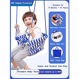 Toddler Baby Swing Seat with Heavy Duty Rope Play Secure Kids Swing Set, Secure Soft Canvas with Seat Belt for 6Months-14Years Old
