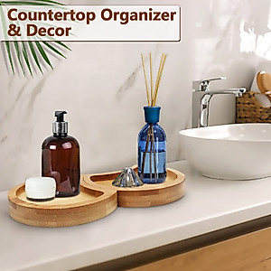 Bamboo Serving Trays, 4pcs Arc Moons Design, Organizer for Snack, Dessert Platters, Jewelry Accessories, ect. Perfect for Kitchen Countertop Home Party Decor 9.8" x 5.7"