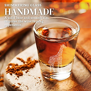 Onebttl Animal Themds Shot Glass Set of 2, 1.5oz Shot Glasses Set for Women, Boss Lady for Christmas, Birthday, White Elephant - Giraffe Gifts