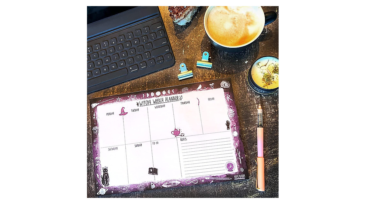Witchy Weekly Planner Notepad - Undated Desk Organizer