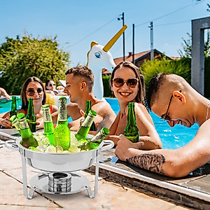 ROVSUN 5 Qt 4 Pack Chafing Dish Buffet Set,NSF Stainless Steel Round Chafers for Catering, Buffet Servers and Warmers Set with Lid Holder & Drip Tray for Wedding Party Banquet Graduation