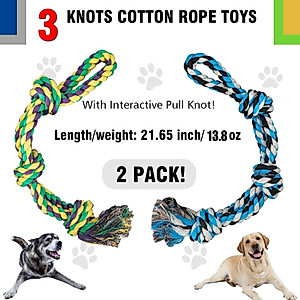 TUAHOO Heavy Duty Dog Rope Toy for Large Breed, Indestructible Dog Toy for Aggressive Chewers, 100% Cotton Tough Rope Chew Toy, Tug of War Dog Pull Rope for Boredom, Teeth Cleaning (2 Pack,780g)