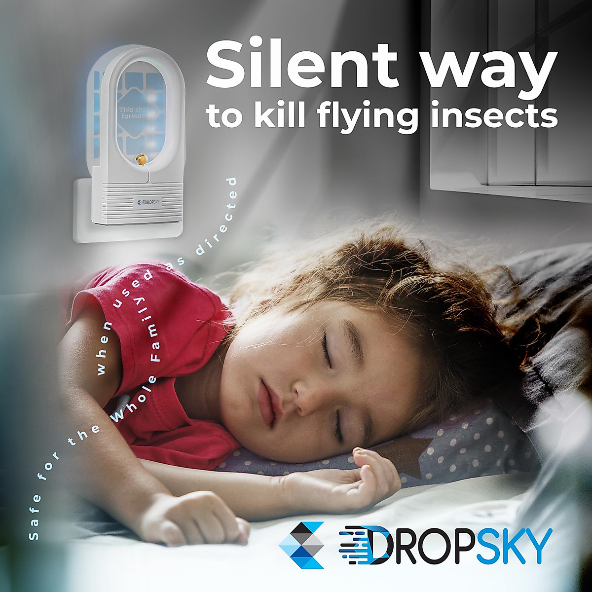 Dropsky Indoor Flying Insect Trap - Plug-in Bug Light Trap for Fruit Flies, Gnats and Houseflies - Odorless and Mess Free (2 Traps + 2 Glue Cards)