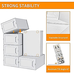 WAYTRIM Clear Plastic Stackable Storage Shoe Box, 15 Pack Foldable Shoe Box Storage Sneaker Containers Storage Bins Shoe Storage Organizer Drawer Fit to Men US Size 9