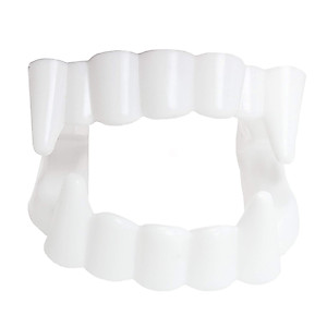 Skeleteen White Teeth Vampire Fangs - Sharp Dracula Monster Teeth for Halloween, Party Favors and Supplies - 12 Pack