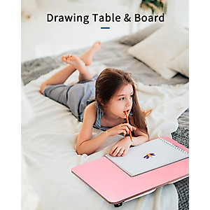 Ruxury Folding Lap Desk Laptop Stand Bed Desk Table Tray, Breakfast Serving Tray, Portable & Lightweight Mini Table for Sofa Couch Floor - Pink