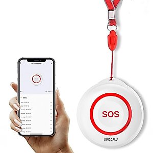 SINGCALL Caregiver Pager Panic Button Alert Button Medical Alert System Emergency Button for Elderly SOS Alarm Bell for Seniors Tuya Smart Waterproof Wireless Pager (only 2.4GHz WiFi)
