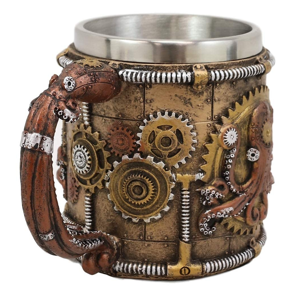 Ebros Brazen Steampunk Kraken Octopus Cyborg With Sculpted Robotic Gearwork Valves And Pipelines Beverage Drinkware Serveware Decorative Accent (Drinking Mug Cup)