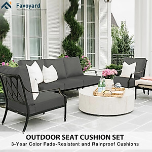 Favoyard Deep Seat Patio Cushions 24 × 24 inch Rainproof & Fadeness Furniture Cushion Set for Outdoor Chair Couch with Polyester-linen Fabric & Removable Cover, Hidden Zipper and Adjustment Staps