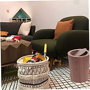 Nirelief Wood Waste Bin with Swing Lid Round Trash Can Kitchen Garbage Basket for Bedroom Wooden Rubbish Bin for Hotel Round Wastebasket Can Garbage Basket for Living Room Waste Bin with Swing Lid
