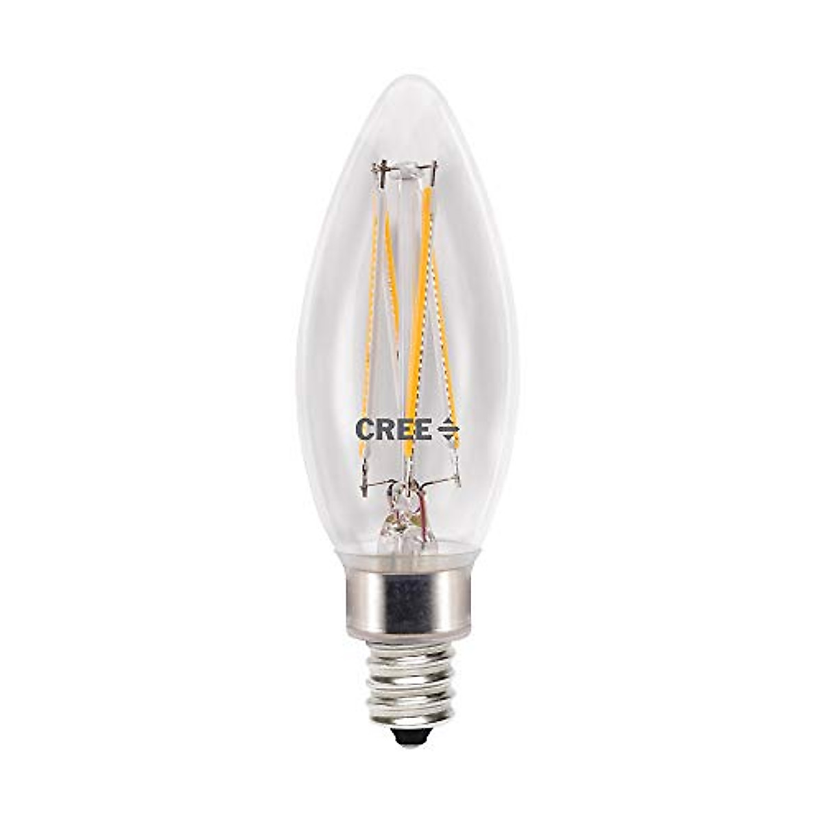 Cree Lighting B11 Clear Glass Filament Candelabra 75W Equivalent LED Bulb, 700 lumens, Dimmable, Daylight 5000K, 25,000 Hour Rated Life, 90+ CRI, Good for Enclosed | 2-Pack
