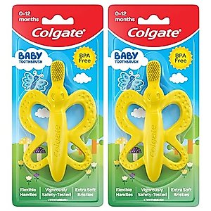 Colgate Baby Toothbrush and Teether, BPA Free â€“1 Count (Pack of 2)