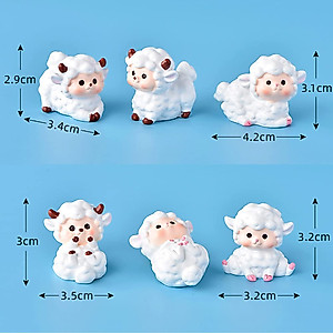 Super Cute Sheep Figure Animal Toys Set Cake Topper, 5Pcs Miniature Sheep Figurine Toy Set for Kids Baby Shower Birthday Party Cake Decoration