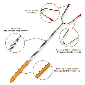 Aoocan Marshmallow Roasting Sticks , Set of 12 Extend 45" Smores Sticks for Fire Pit , Telescoping Rotating Smores Skewers - Hot Dog Roasting Sticks for Campfire, Camping, Bonfire and Grill