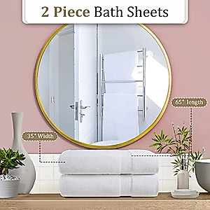 Bath Sheets - 100% Cotton Extra Large Bath Towels, 2 Piece Bath Sheet Set, Quick Dry, Super Soft Shower Towels, Highly Absorbent Bathroom Towels, Hotel Spa Quality, 35 x 65 inch - Ivory