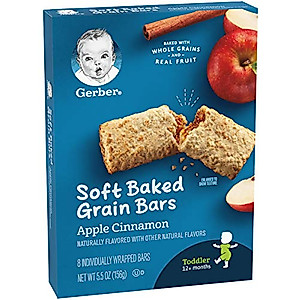 Gerber Soft Baked Grain Bars, Apple Cinnamon, 8 Individually Wrapped Bars/Box (Pack of 4)