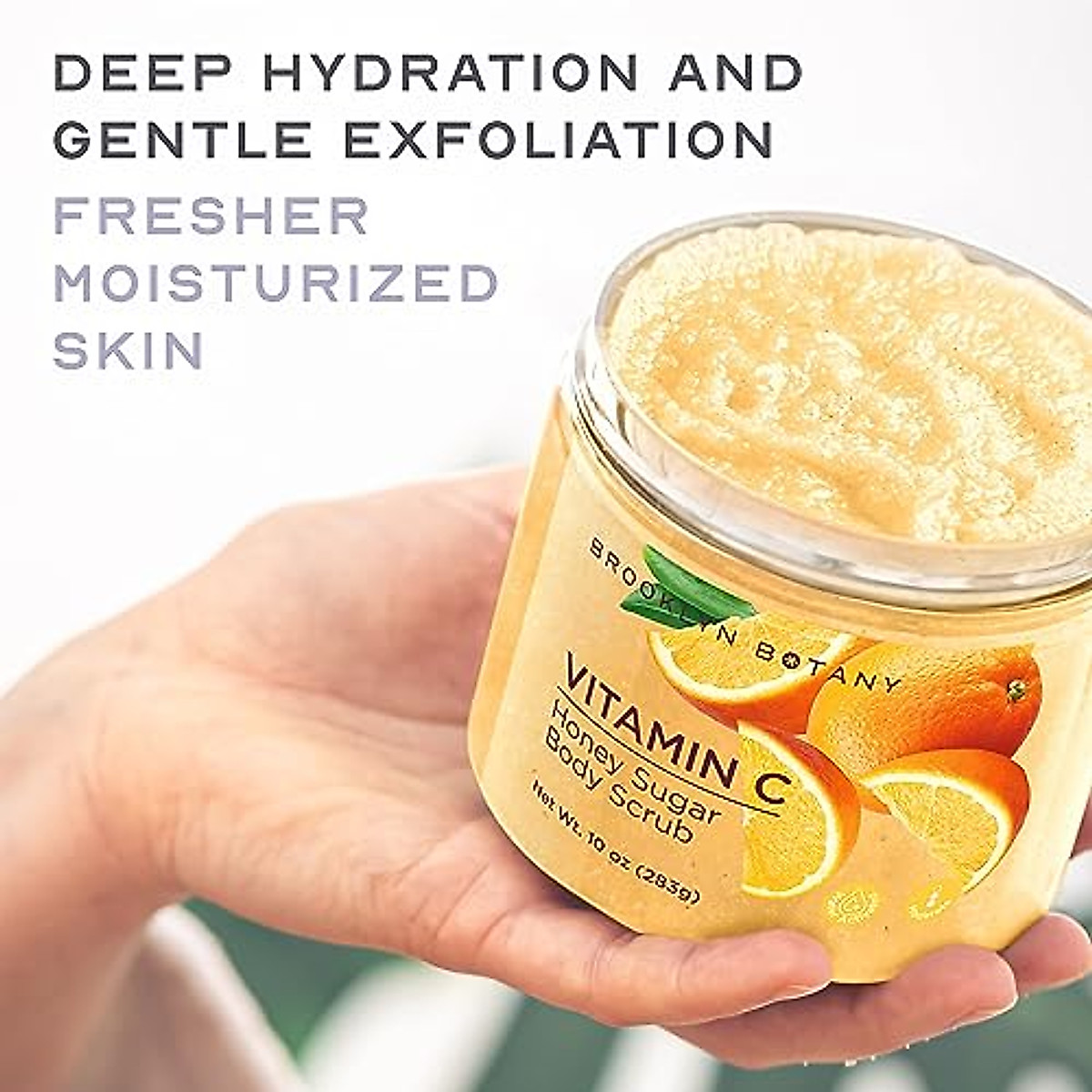 Brooklyn Botany Vitamin C Honey Sugar Scrub for Body 10 oz – Deeply Hydrating and Gently Exfoliating Body Scrub for Women and Men – Moisturizing and Nourishing the Skin