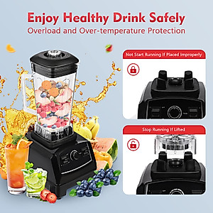 2L 2200W Professional Countertop Blender Heavy Duty Household Grade Blender Mixer with Food Grade ABS Stirring Rod for Milkshakes and Ice Cream (black)