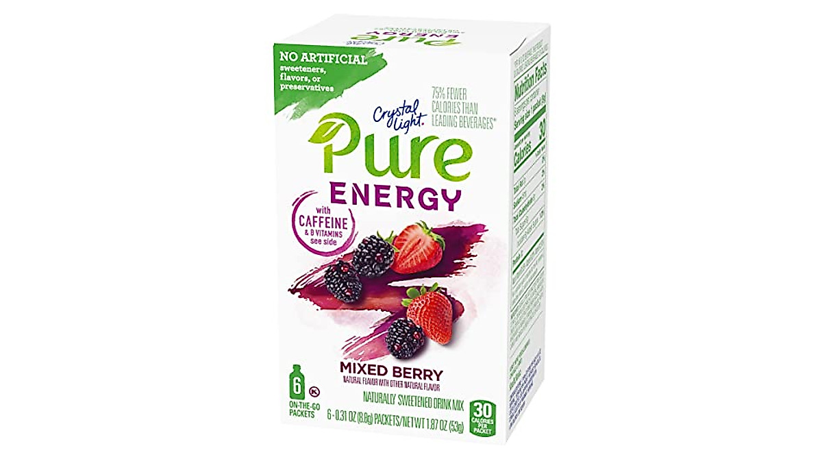 Crystal Light Pure Energy Mixed Berry Drink Mix with Caffeine - 48 Pack