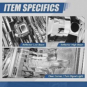 Auto Dynasty [Halogen Model] Factory Style Headlight Lamps Assembly Compatible with Chevy Silverado 1500 14-15, Driver and Passenger Side, Chrome Housing Clear Lens