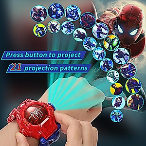 Ocomuan Super Hero 3D Projection Watch - Digital Wall Clock with 21 Hero Images, Suitable for Boys 6-12