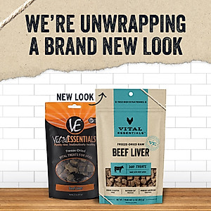 Vital Essentials Freeze Dried Raw Single Ingredient Dog Treats, Beef Liver, 2.1 oz