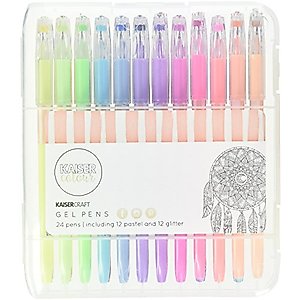 KaiserColour Gel Pens 24/Pkg, Pastel & Glitter; 12ea