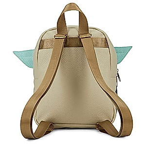 AI ACCESSORY INNOVATIONS Star Wars Mandalorian Grogu “The Child 10” Mini Backpack Purse, Faux Leather PU with 3D Features and Embroidered Appliques