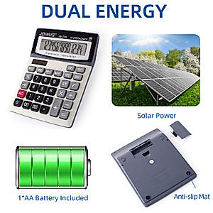 Large 14-Digit LCD Display Desktop Calculator with Check & Correct Function, Solar Battery Dual Power Calculator, Large Computer Keys Electronics Calculator for Office School Calculating