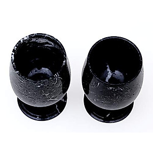Radicaln Marble Wine Glasses Set of 2 Black 5.5 x 3.5 Inches 8.4 oz Handmade Wine Glass Set - Marble Stone Champagne Glasses - Suitable for Small Gathering & Home Décor