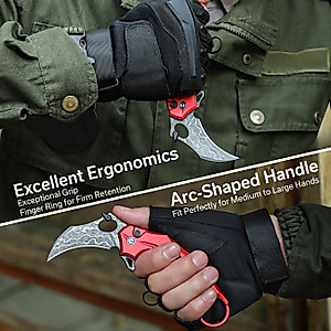 CIVIVI Incisor II Pocket Folding Knife for EDC, Karambit Knife with 2.02" Damascus Blade Aluminum Handle C16016B-DS1