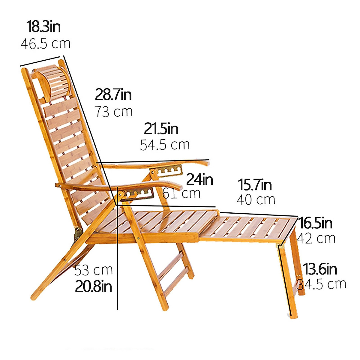 Camping chairs, beach chair, lounge chair, outdoor chairs, lawn chairs, zero gravity chairs, bamboo Lounge Chair Large Adjustable Rocking Chair Reclining Patio Chair with Headrest Pillow ( Color : Bro