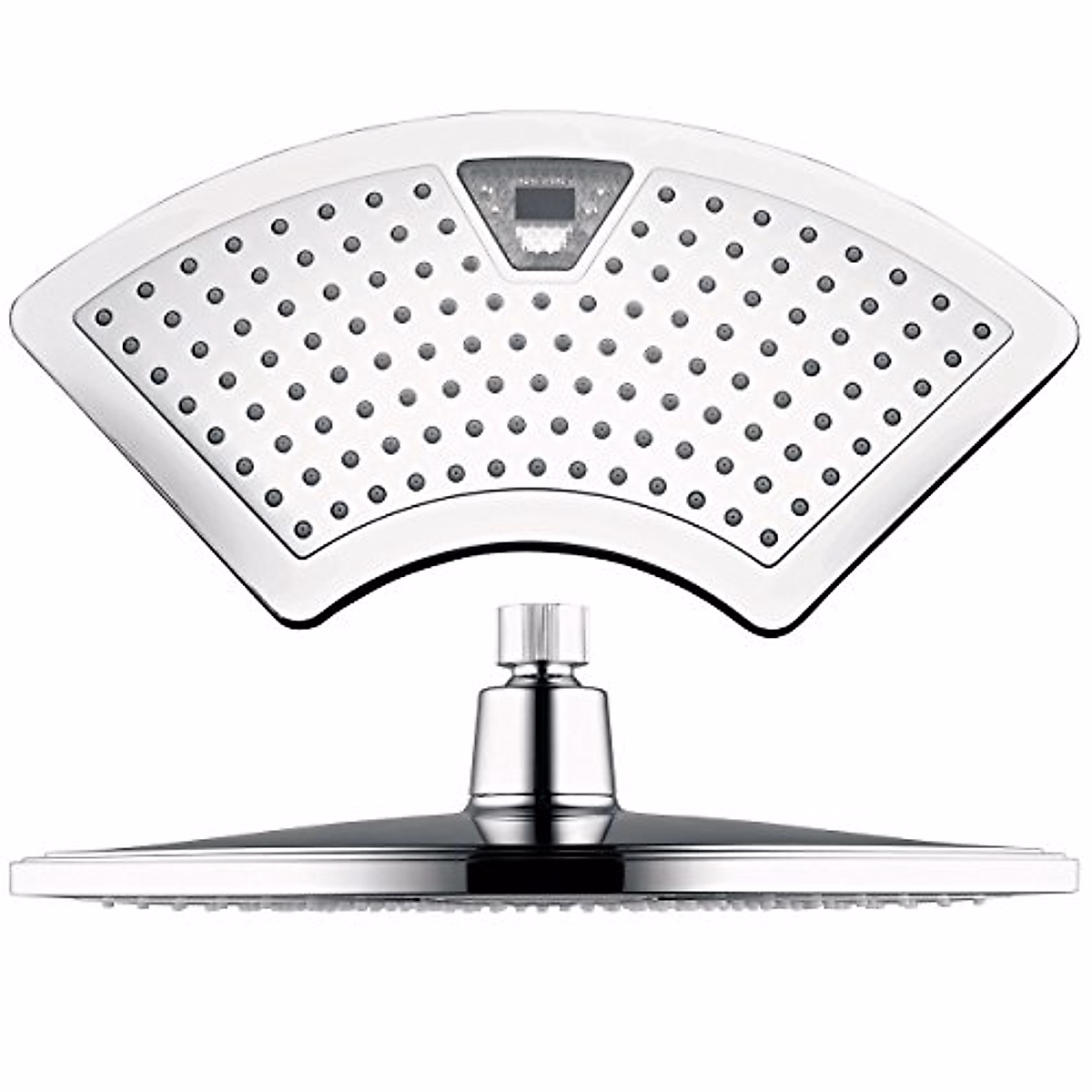 Dream Spa AquaFan 12 inch All-Chrome Rainfall-LED-Shower-Head with Color-Changing LED/LCD Temperature Display