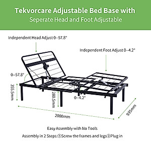 HomJoones Adjustable Bed Frame Twin XL Bed Frames Adjustable Twin XL Bed Frame Twin Adjustable Bed Frame with Remote Electric Adjustable Bed Frame Black Twin Bed Twin Adjustable Bed Base